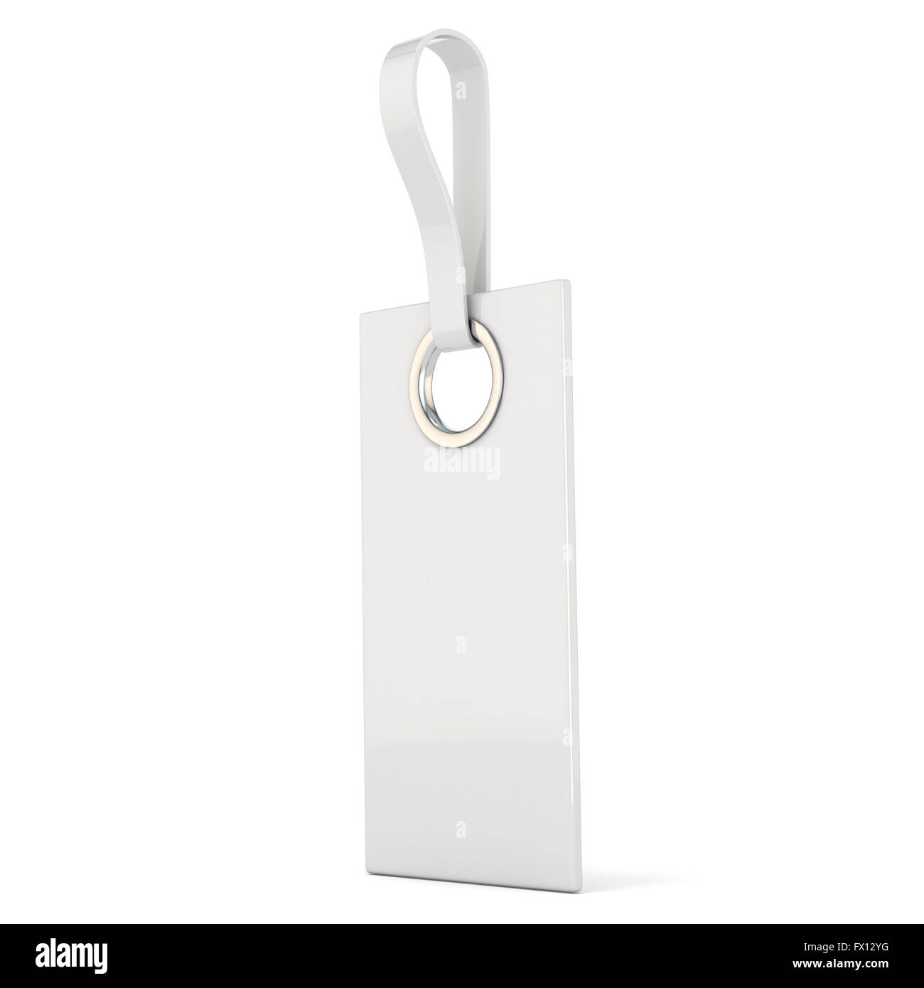 White plastic label. Vertical. 3D render illustration isolated on white ...