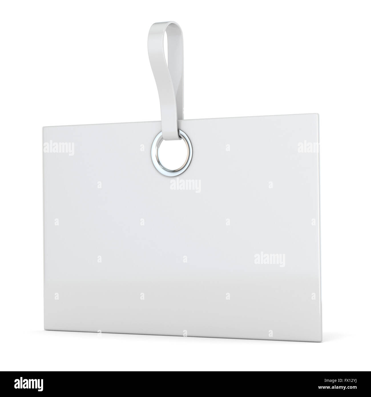 White plastic rectangular label. Vertical. 3D render illustration ...