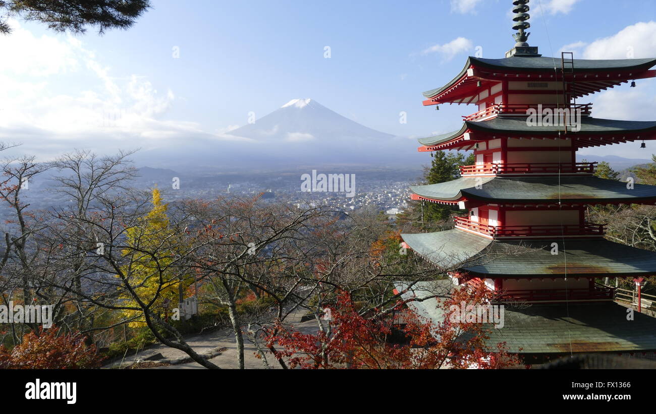 The Beautiful of Mt. Fuji with fall colors in Japan Stock Photo - Alamy