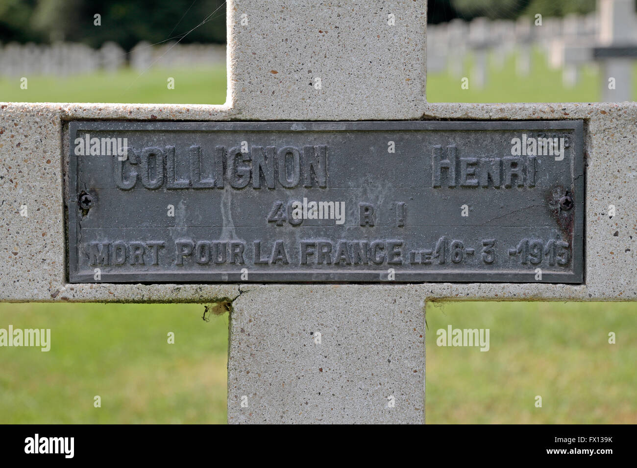 Headstone of Henri Collignon in the Vauquois French National Cemetery ...