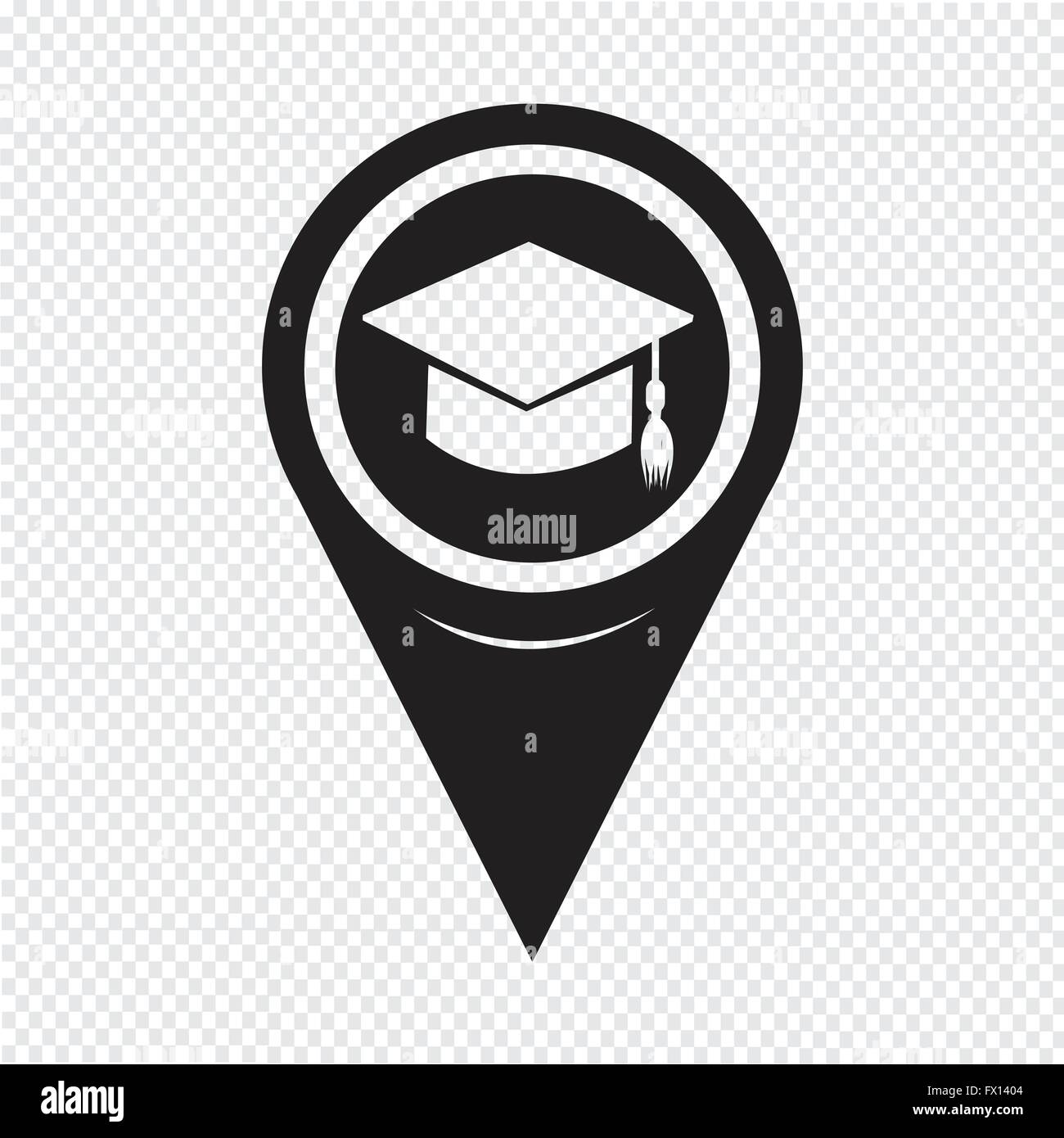 Map pointer graduation cap icon hi-res stock photography and images - Alamy
