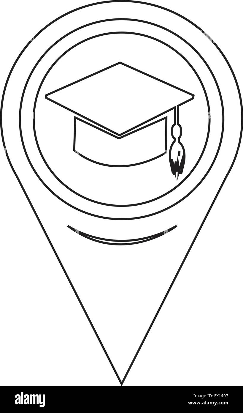 Map pointer graduation cap icon Black and White Stock Photos & Images ...
