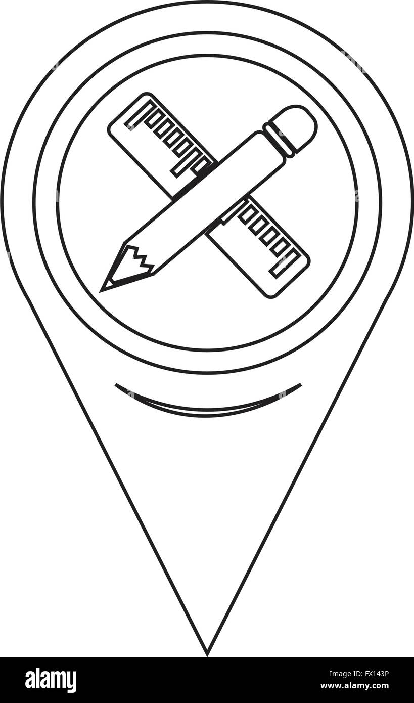 Map Pointer Pencil With Ruler Icon Stock Vector Image & Art - Alamy