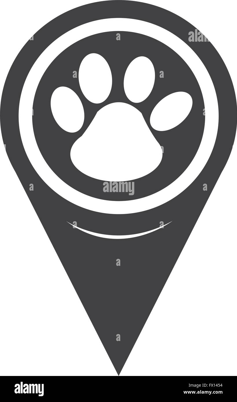 Map Pointer Paw Print Icon Stock Vector Image & Art - Alamy