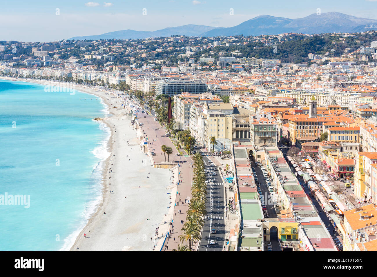 Nice Cote d'Azur Riviera France with mediterranean beach sea Stock ...
