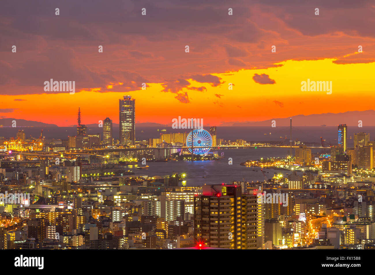 Osaka Skylines building sunset, Japan Stock Photo - Alamy