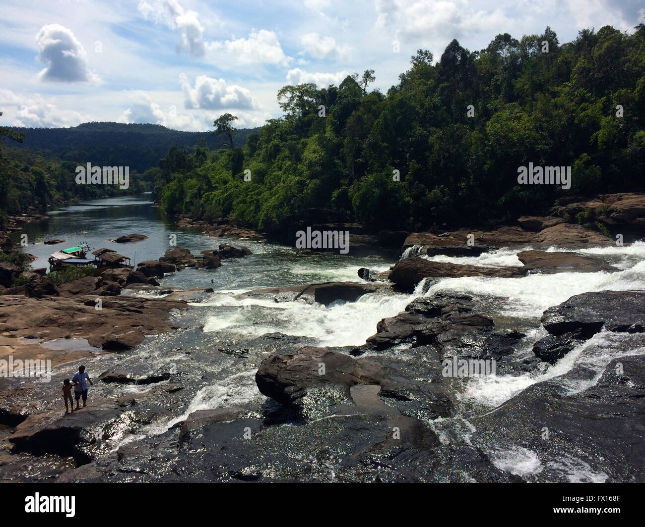View down to the river from the pools of the Tatai Waterfall, Koh Kong ...