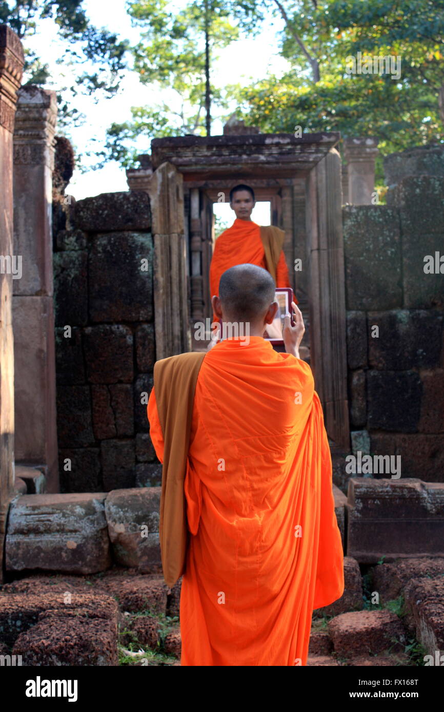 Buddhist Monk Bas Relief Angkor Wat High Resolution Stock Photography ...