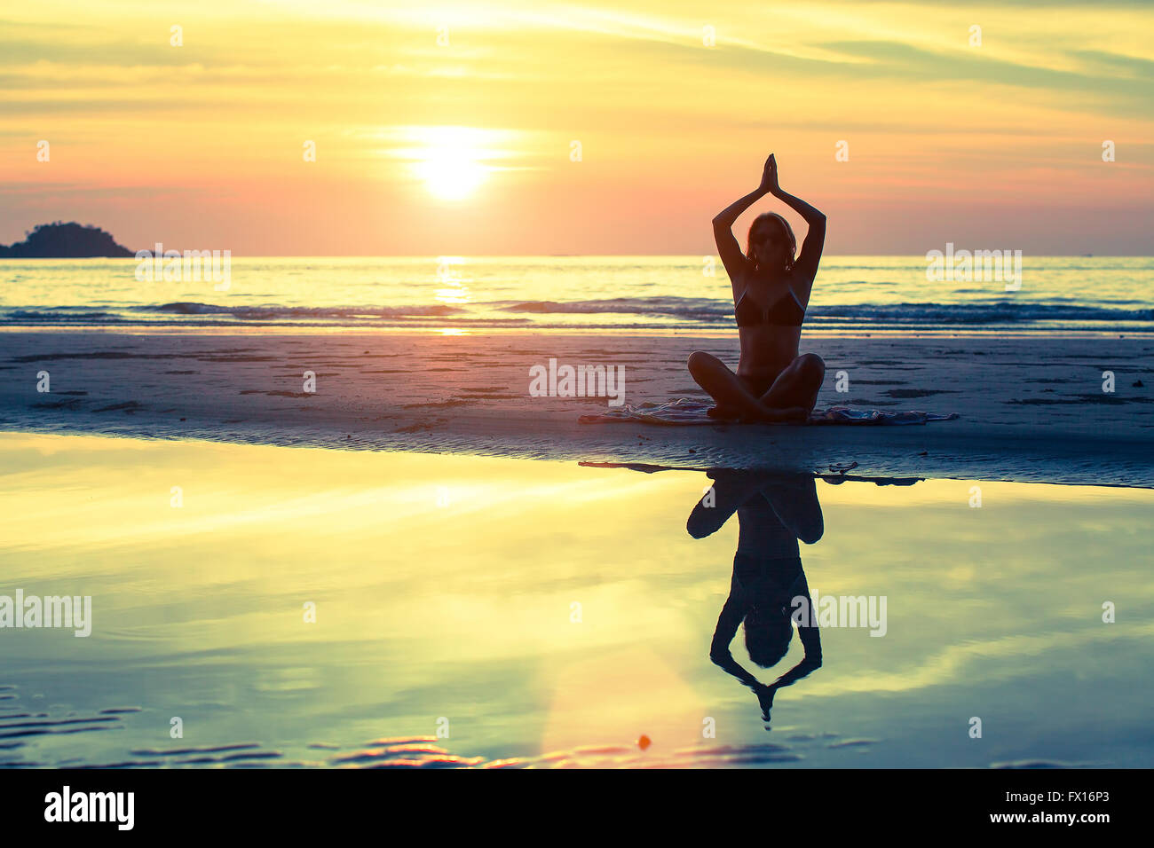 Sunset Beach Yoga Girl