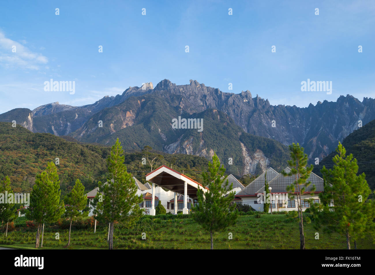 View of Mount Kinabalu from Kundasang village, Sabah during majestic ...