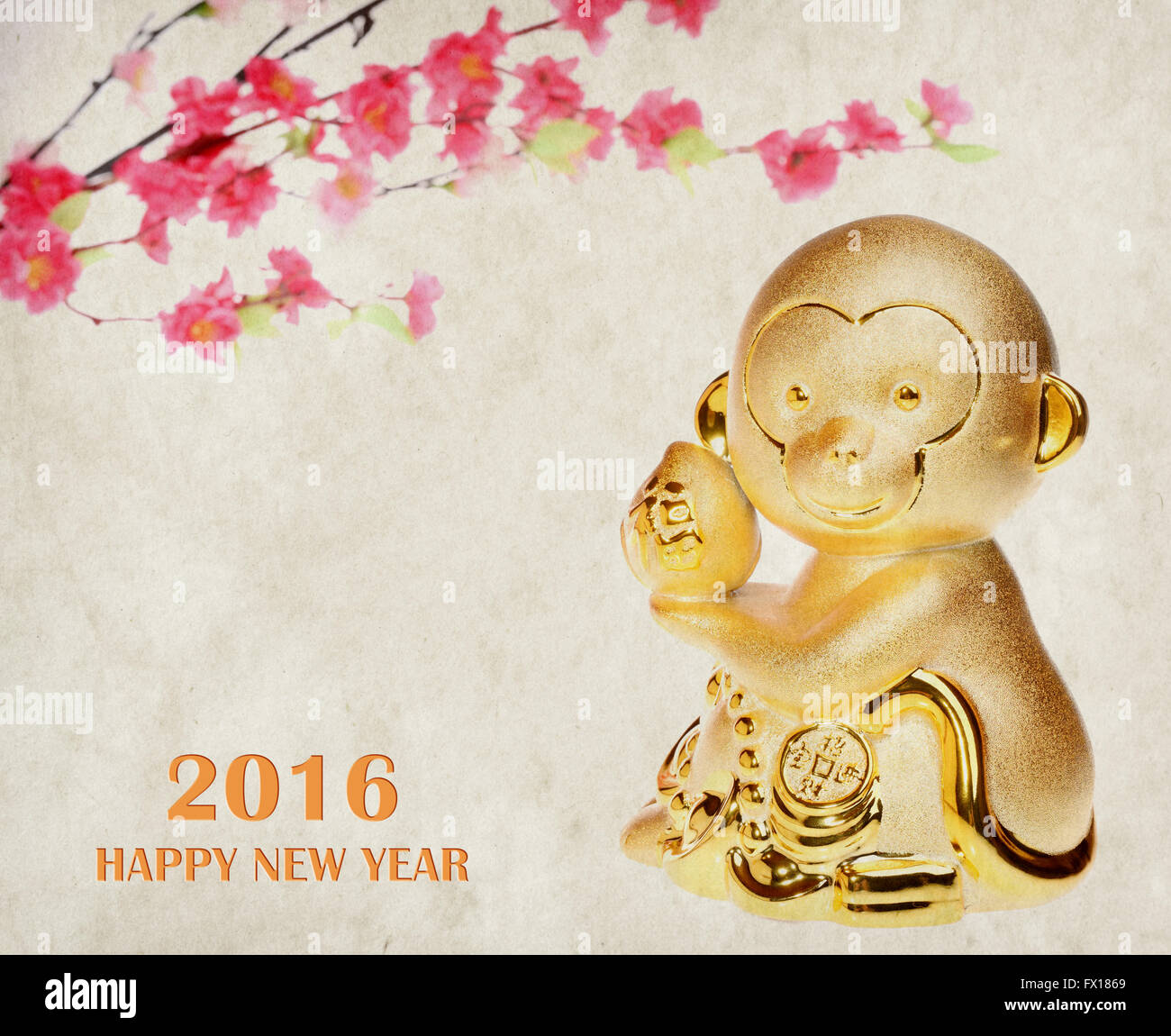 2016 is year of the monkey,Gold monkey Stock Photo - Alamy