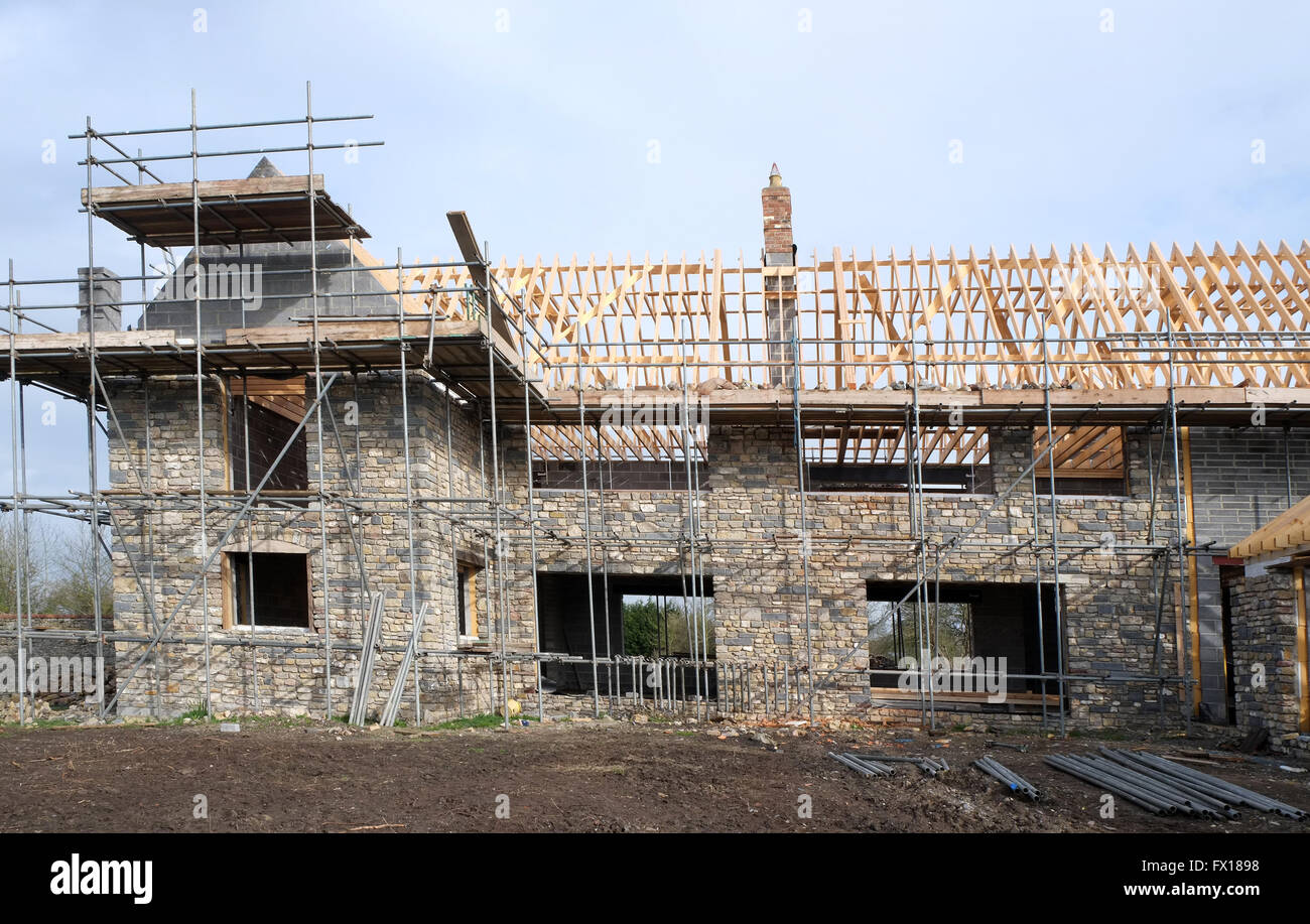 Very large new traditional style home being constructed in rural ...