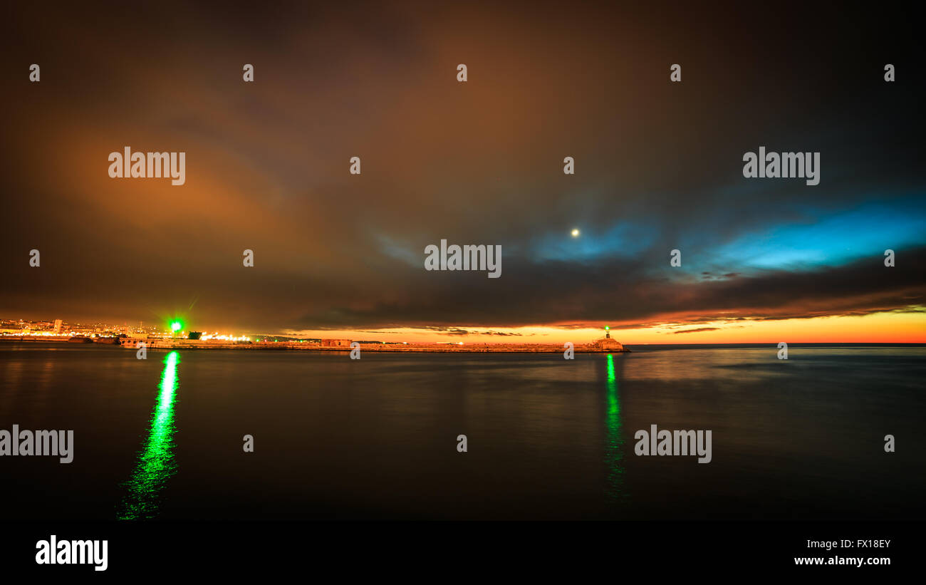 Winter evening in the port of Trieste, Italy Stock Photo - Alamy