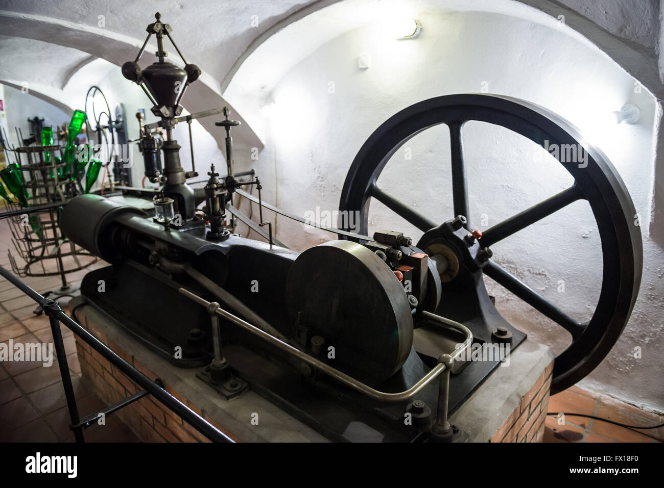 Steam engine from Blatna brewery in Brewery Museum in Plzen (Pilsen ...