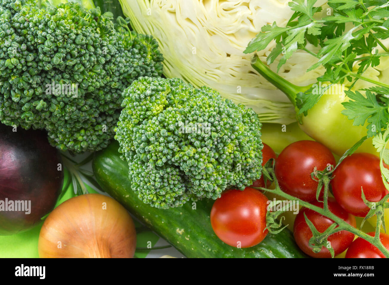 Bunch of fresh vegetables on the table Stock Photo - Alamy