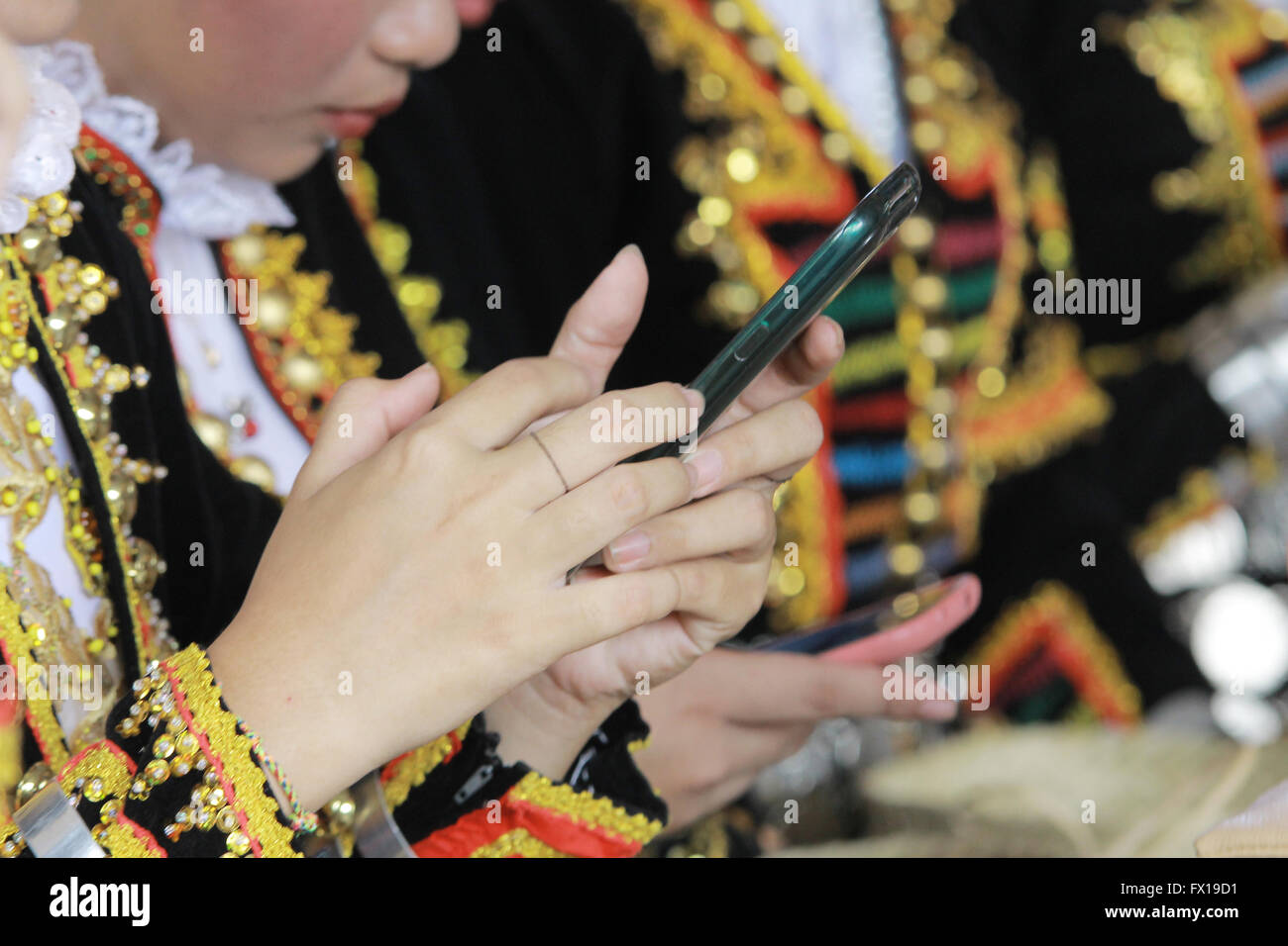 Woman touching smart phone hi-res stock photography and images - Alamy