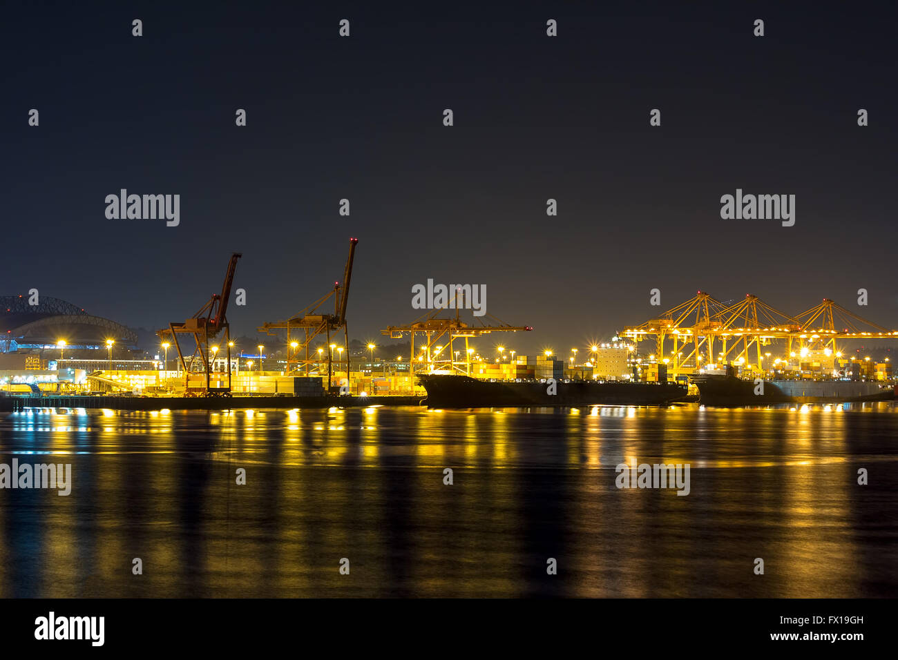 Port of Seattle in Washington State at night Stock Photo - Alamy