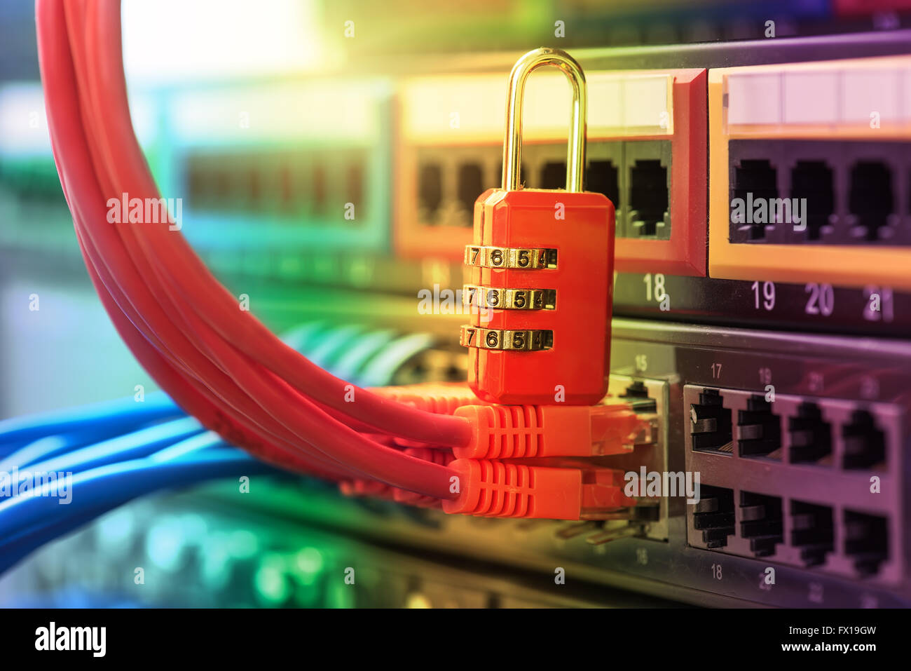 network and data protection concept with padlock and switch Stock Photo ...