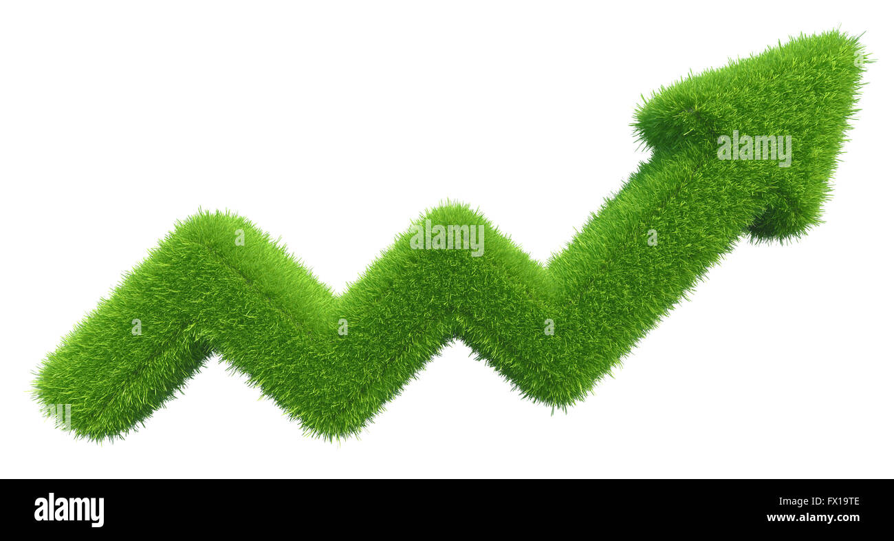 Green grass arrow chart isolated on white background Stock Photo - Alamy