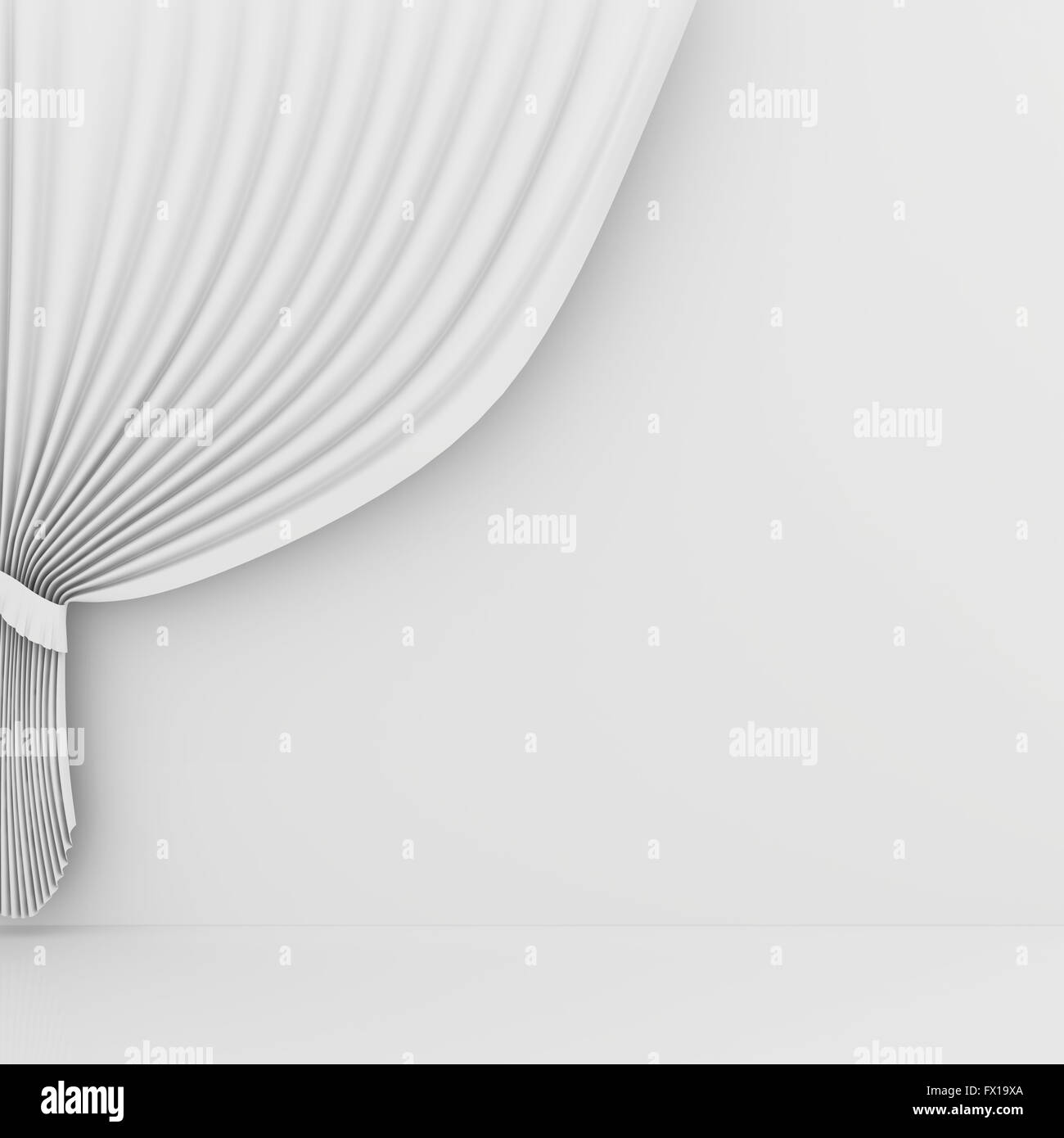 Blank white curtain or drapes on white-gray background Stock Photo - Alamy
