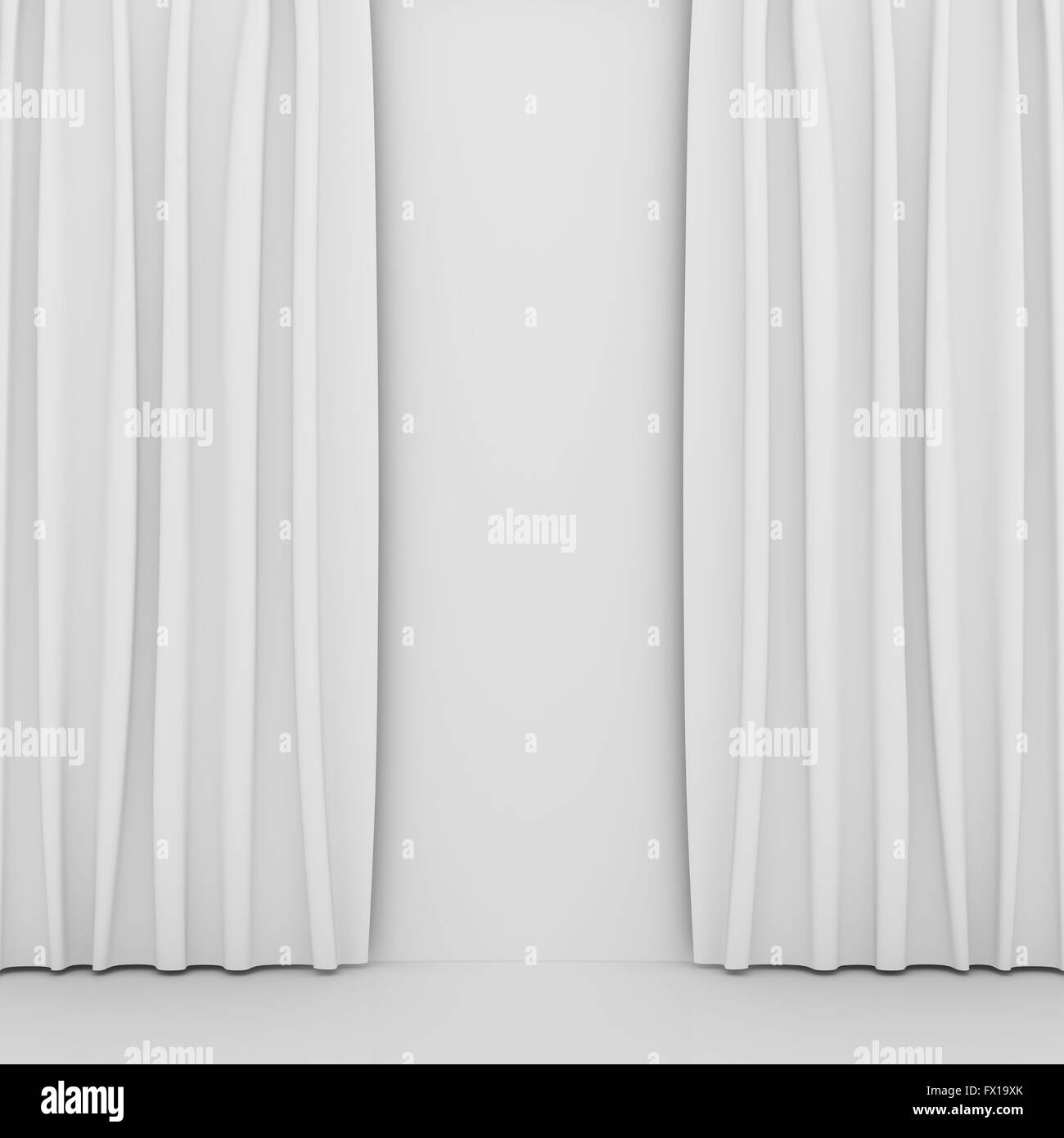 Blank white curtain or drapes on white-gray background Stock Photo - Alamy