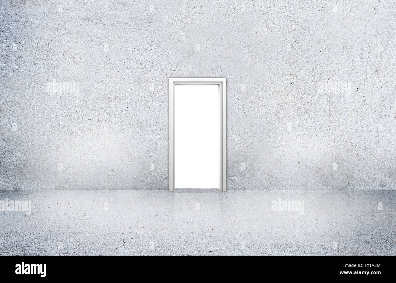 Concrete room opening access to the white empty space light Stock Photo ...
