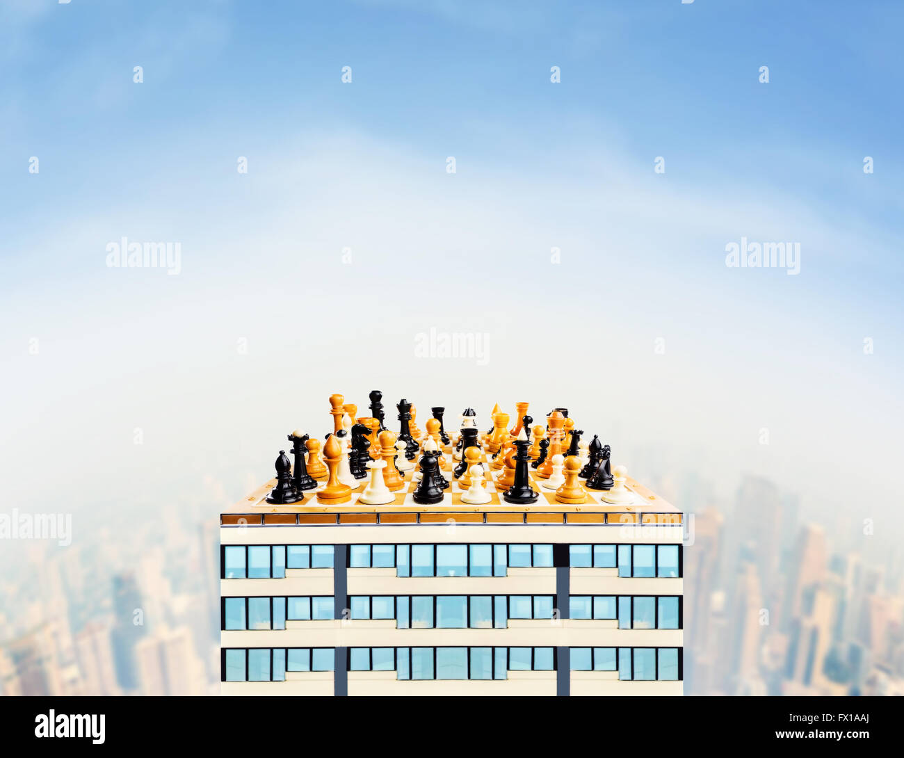 Chess figures on the building Stock Photo - Alamy