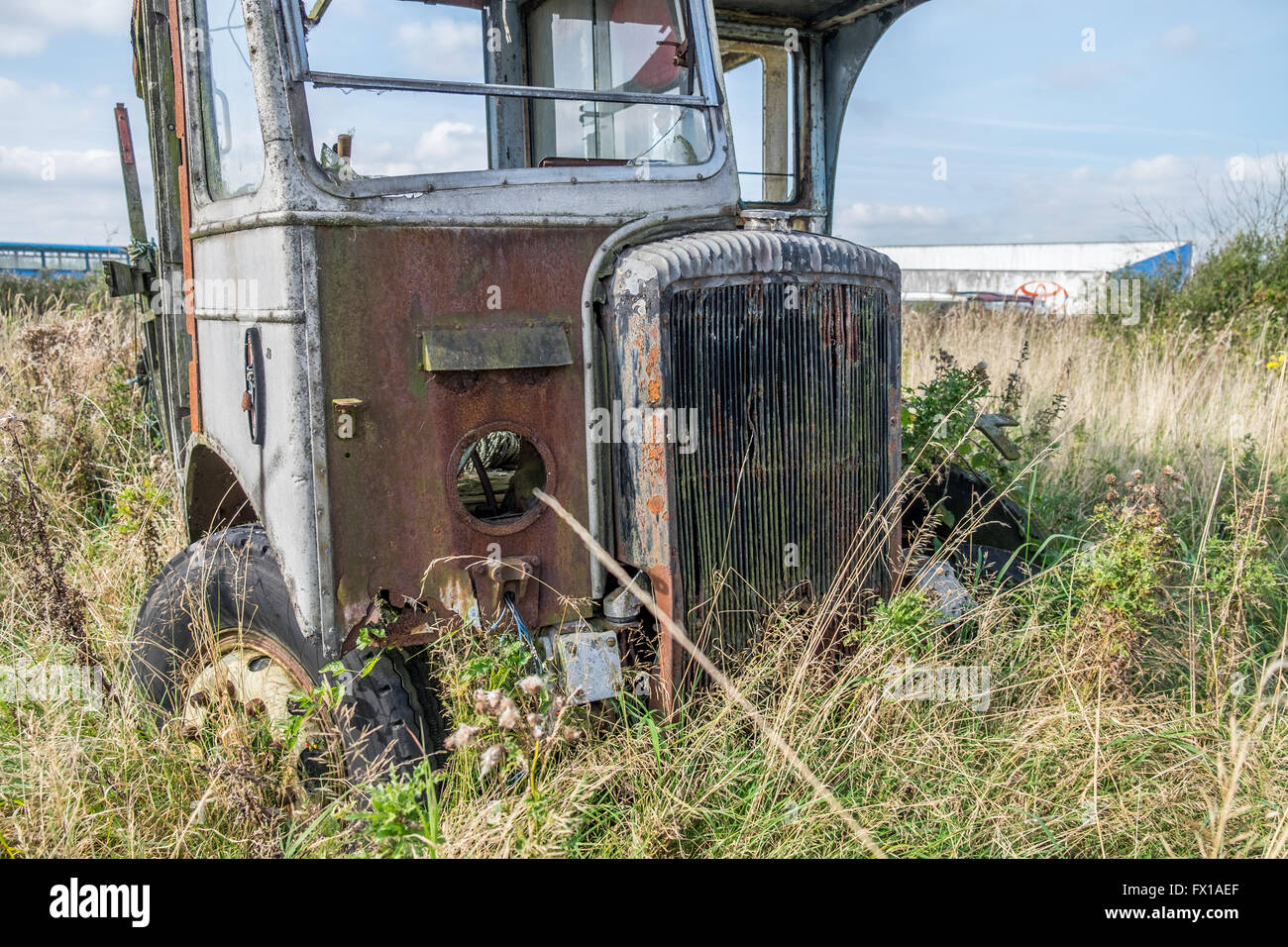 Old coach body abandoned and left to rot in a farmers field Stock Photo ...