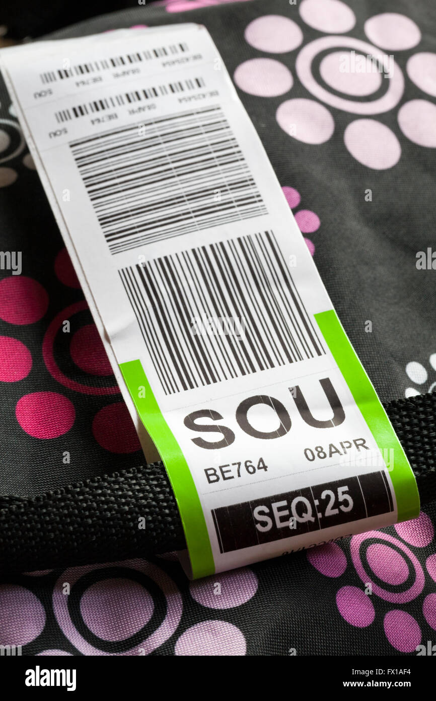 Suitcase airline barcode baggage tag hi-res stock photography and ...