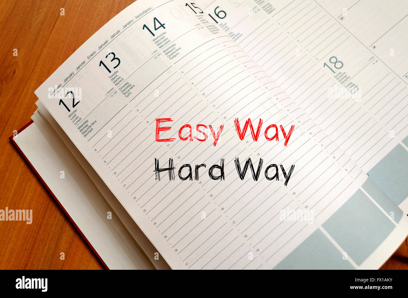 Easy way hard way text concept write on notebook Stock Photo - Alamy