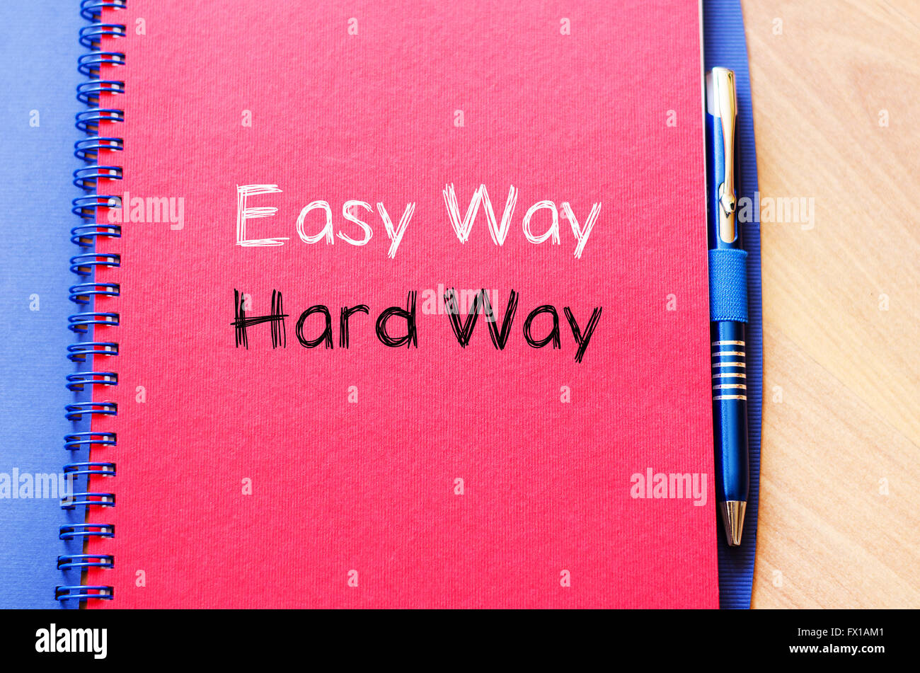 Easy way hard way text concept write on notebook Stock Photo - Alamy