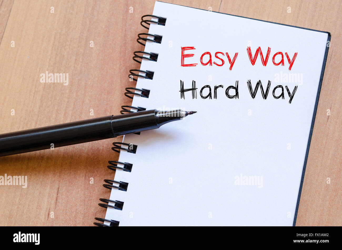 Easy way hard way text concept write on notebook Stock Photo - Alamy