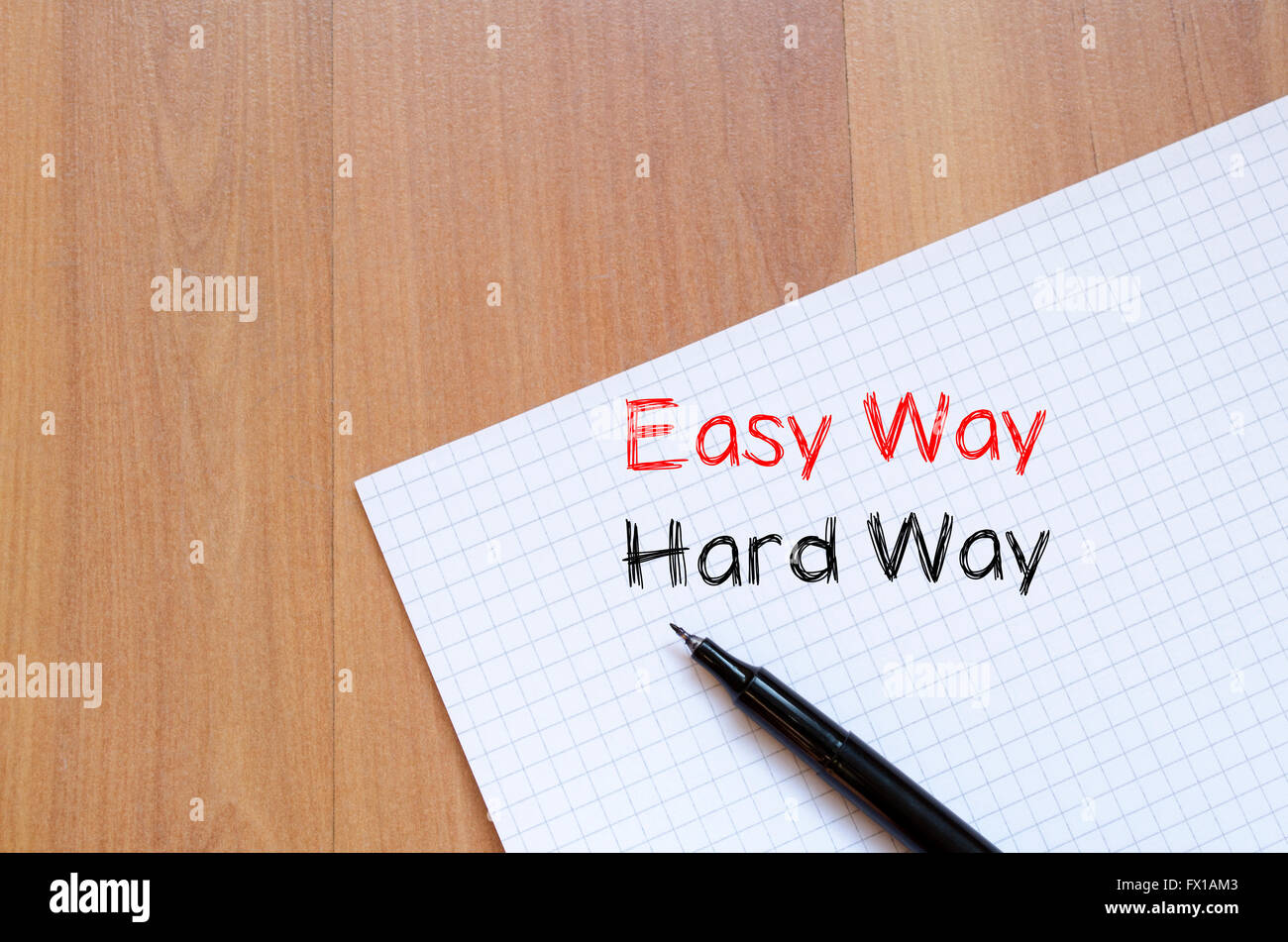 Easy way hard way text concept write on notebook Stock Photo - Alamy