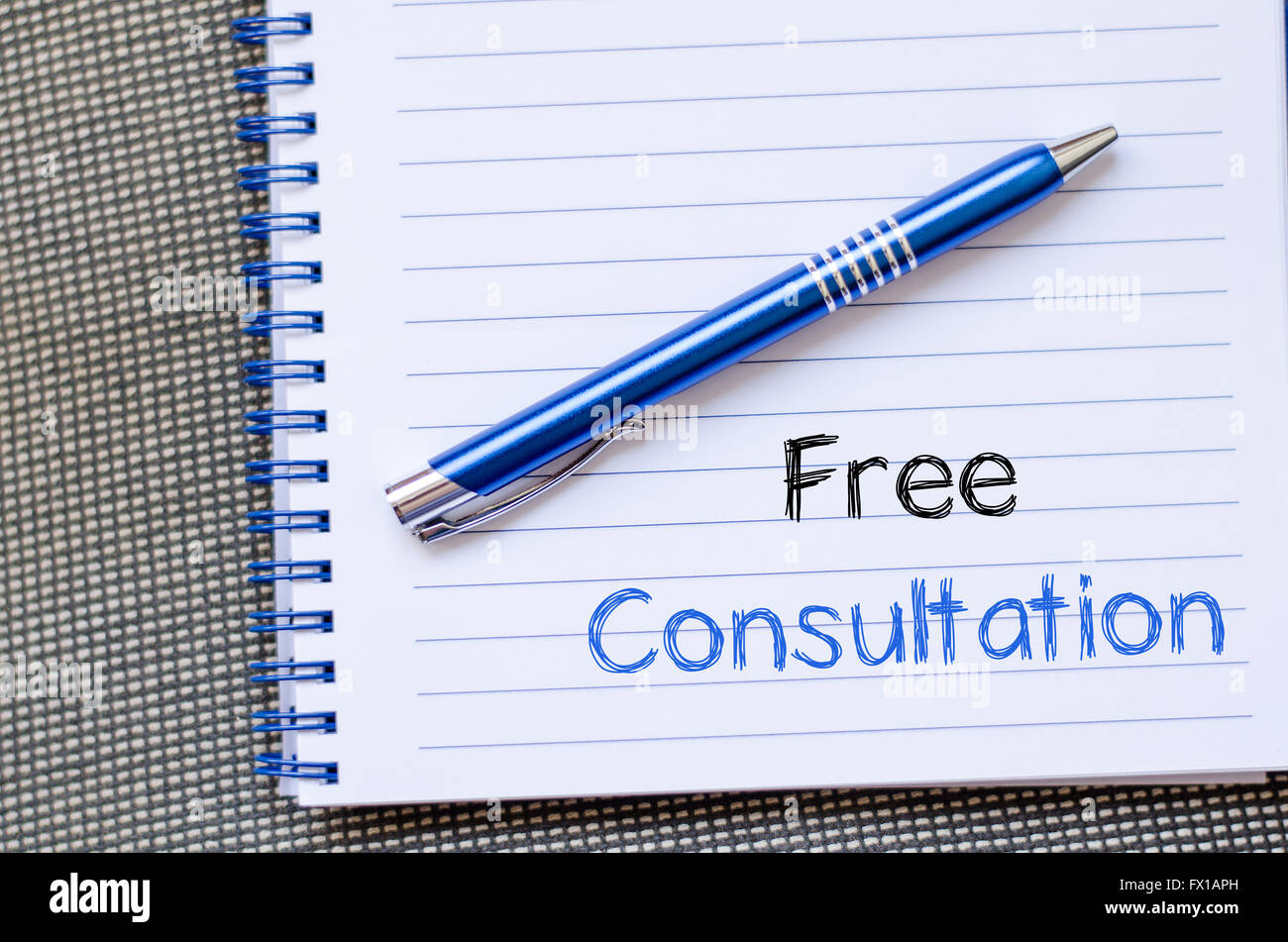 Free consultation text concept write on notebook Stock Photo - Alamy