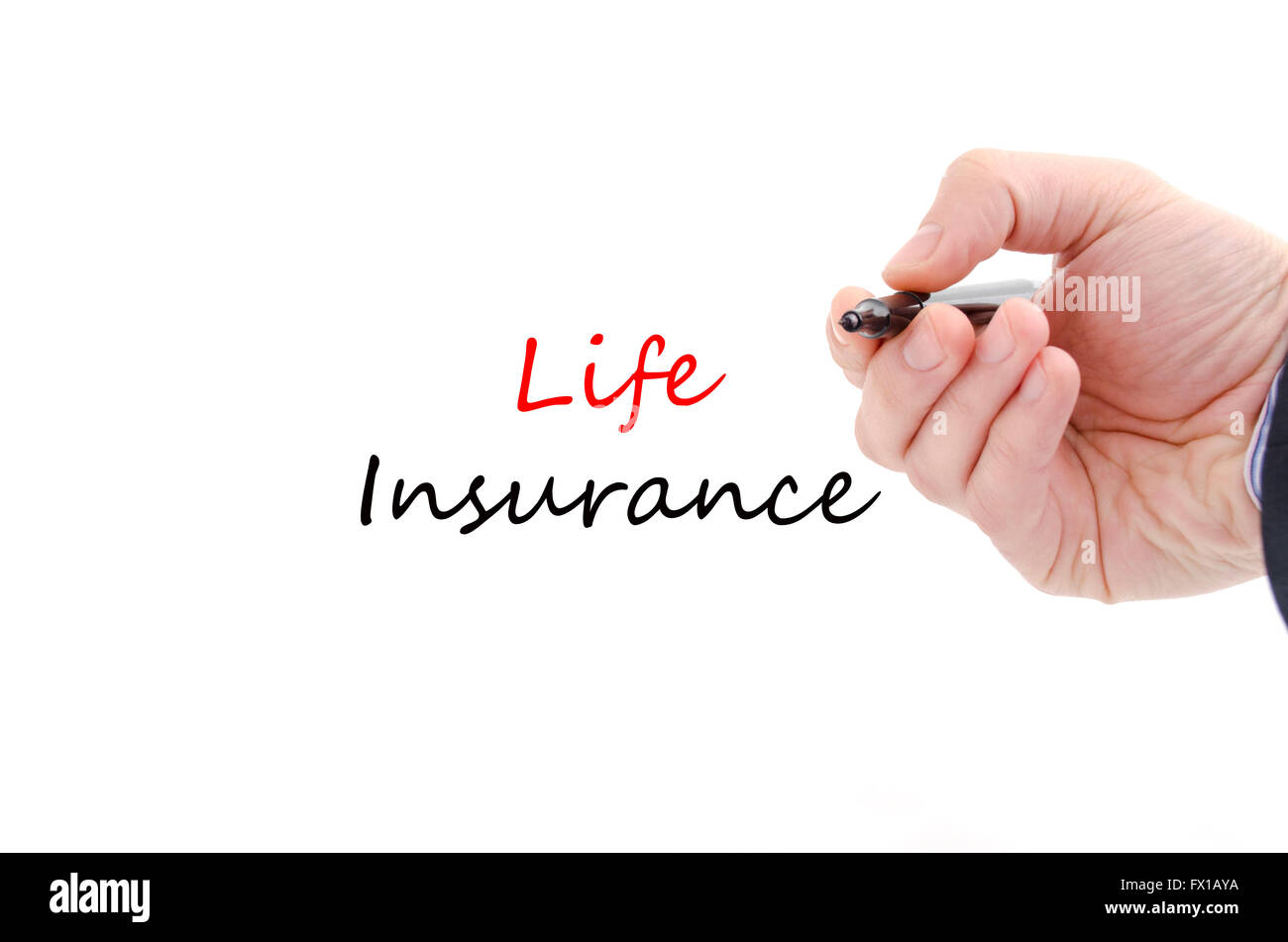 Life insurance text concept isolated over white background Stock Photo ...