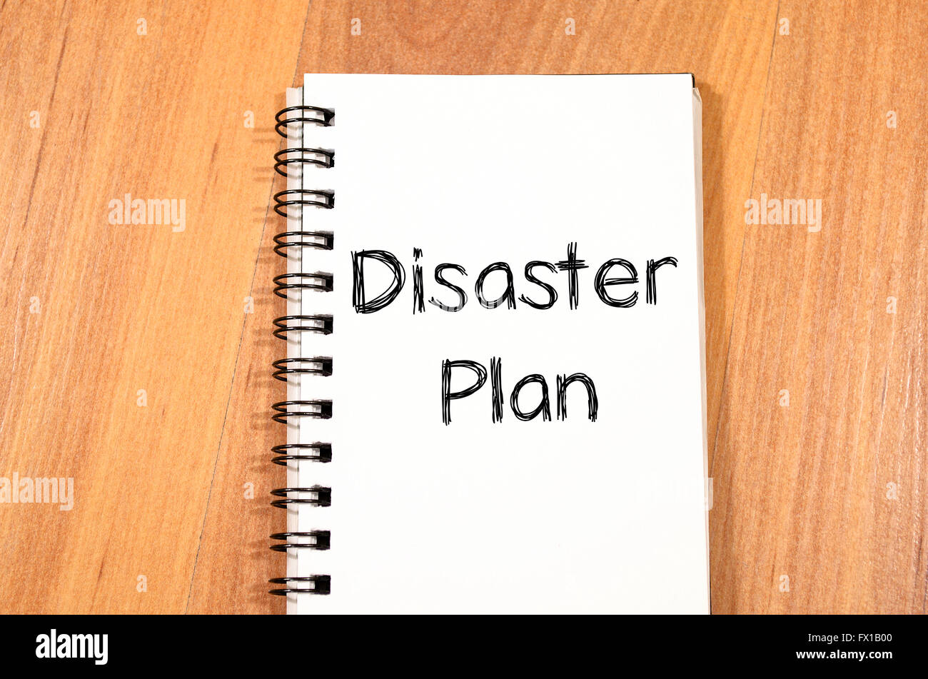 Disaster plan text concept write on notebook Stock Photo - Alamy