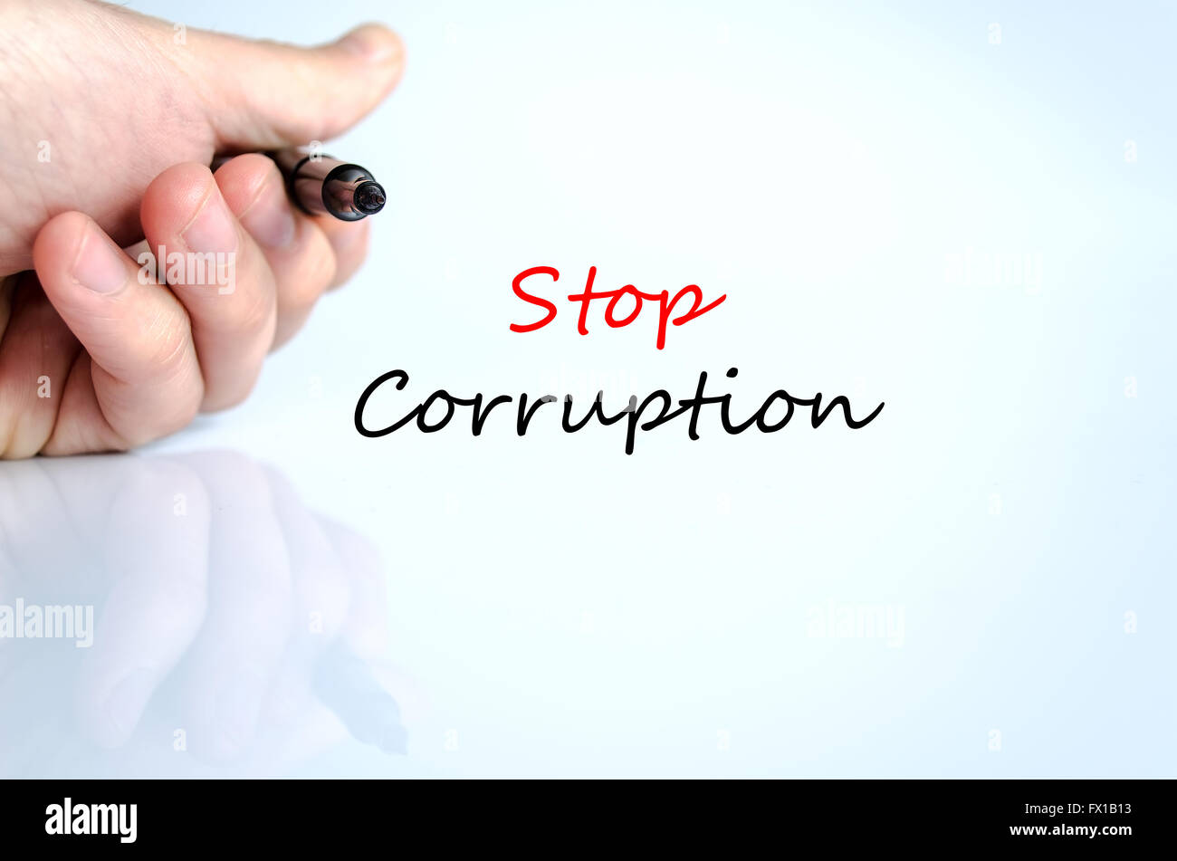 Stop corruption text concept isolated over white background Stock Photo ...