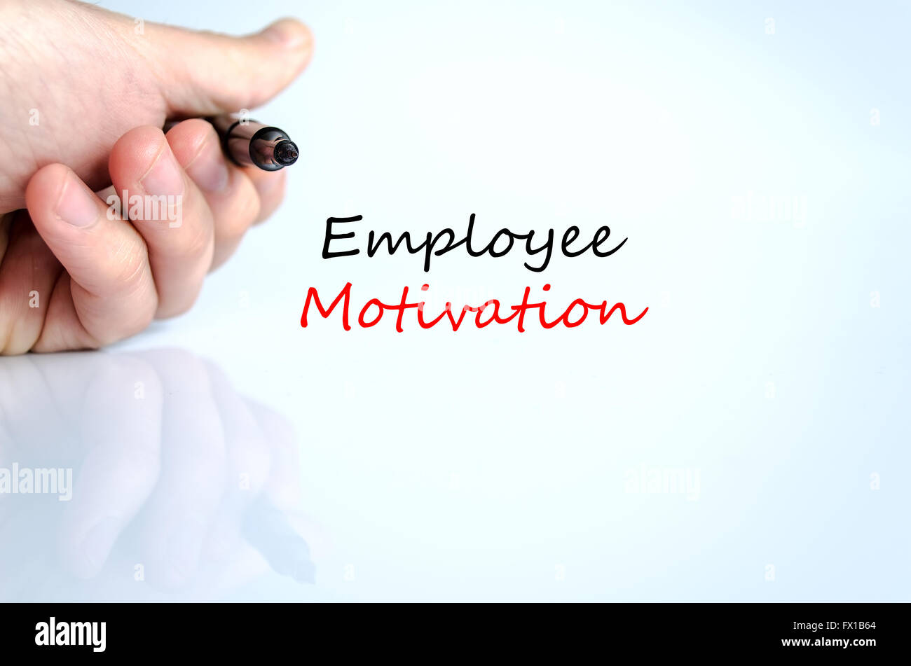 Employee motivation text concept isolated over white background Stock ...