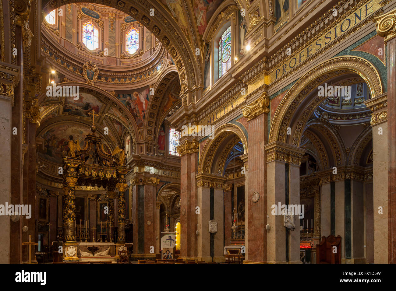 Interior of St George's Basilica in Victoria (Rabat) on Gozo, Malta ...