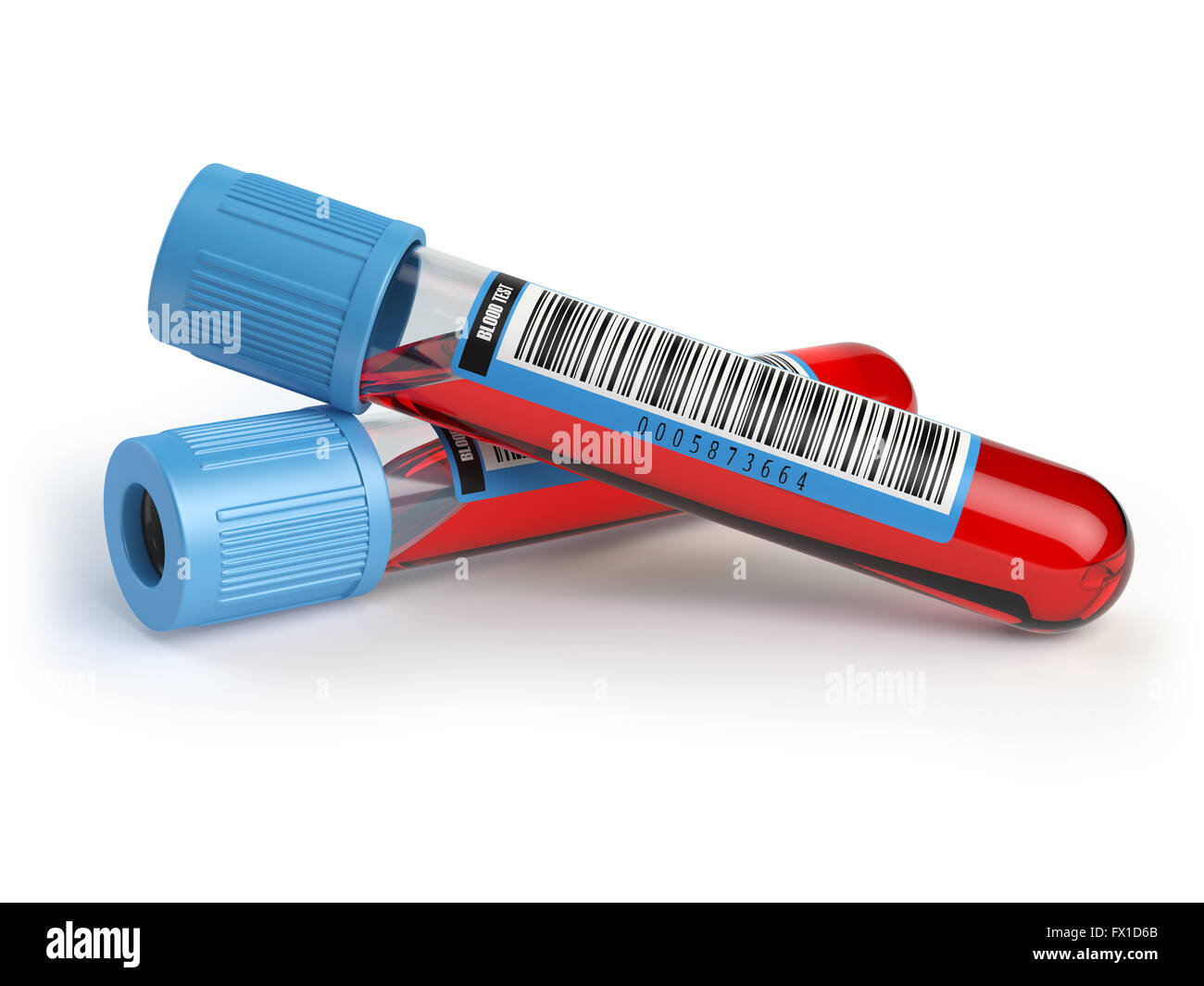 Blood test tubes. Blood samples isolated on white. 3d illustration ...