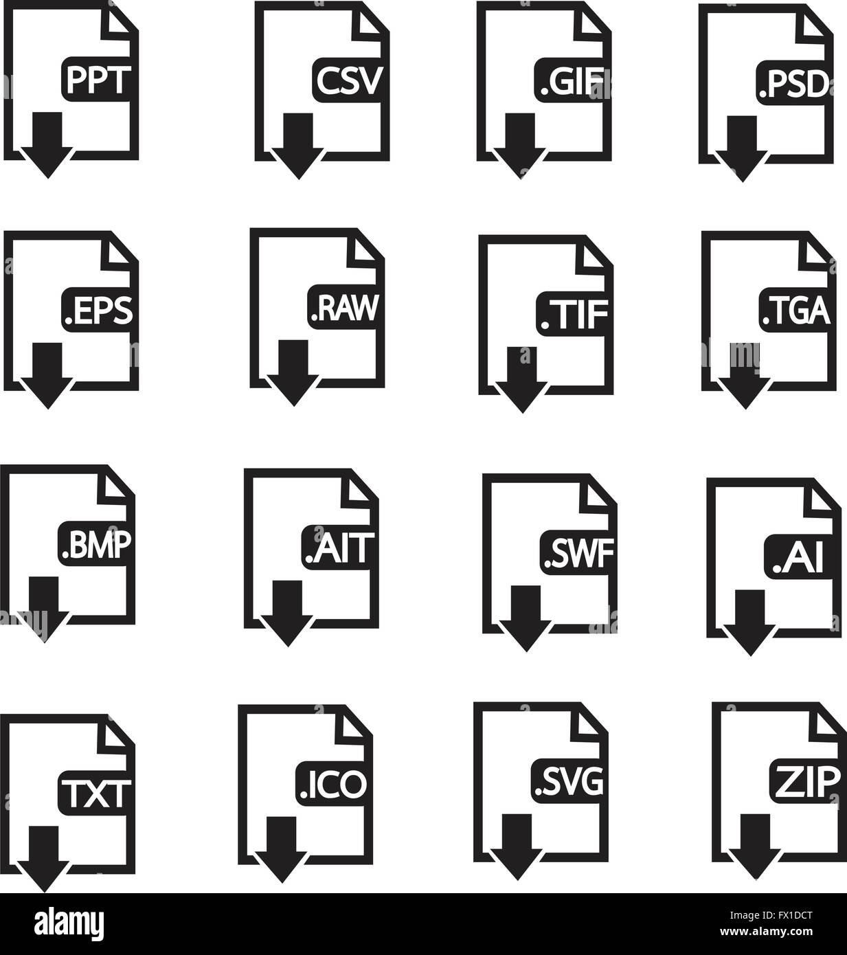 Files Format Icon Set Stock Vector Image & Art - Alamy