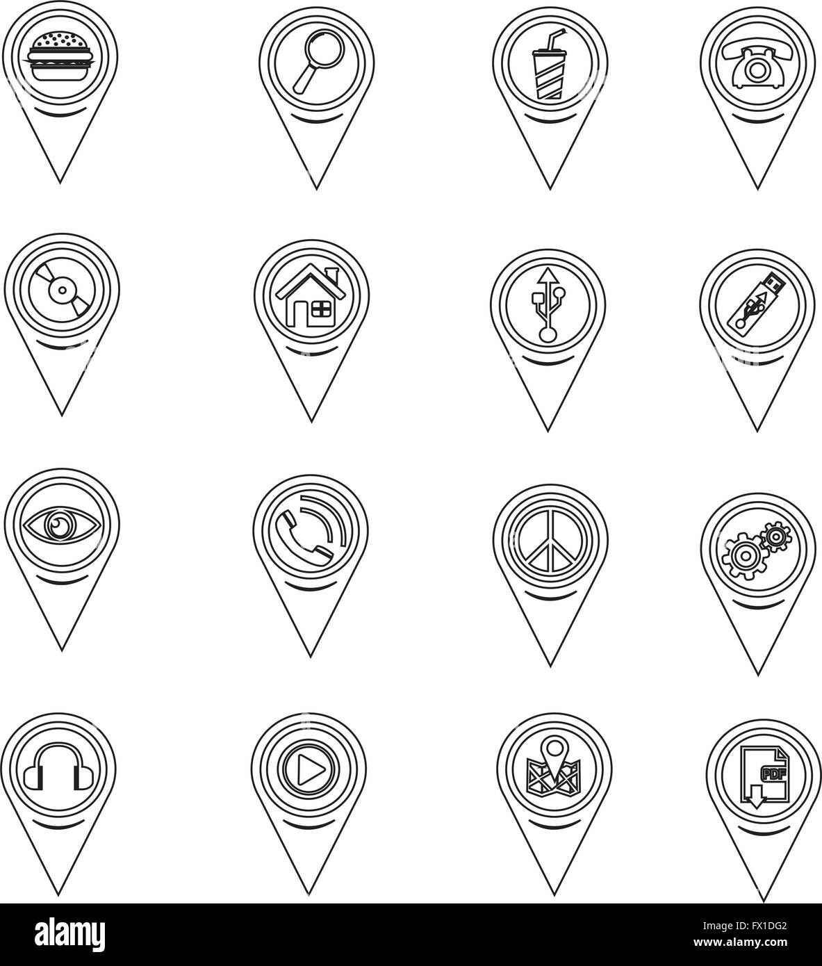 Set of Map Pointer icons for website and communication Stock Vector Image & Art - Alamy