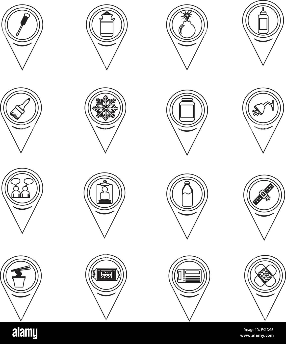 Set of Map Pointer icons for website and communication Stock Vector ...