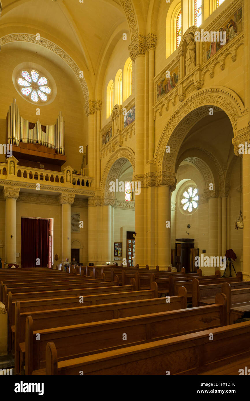 Interior of Ta' Pinu church basilica in Gharb, Gozo, Malta Stock Photo ...