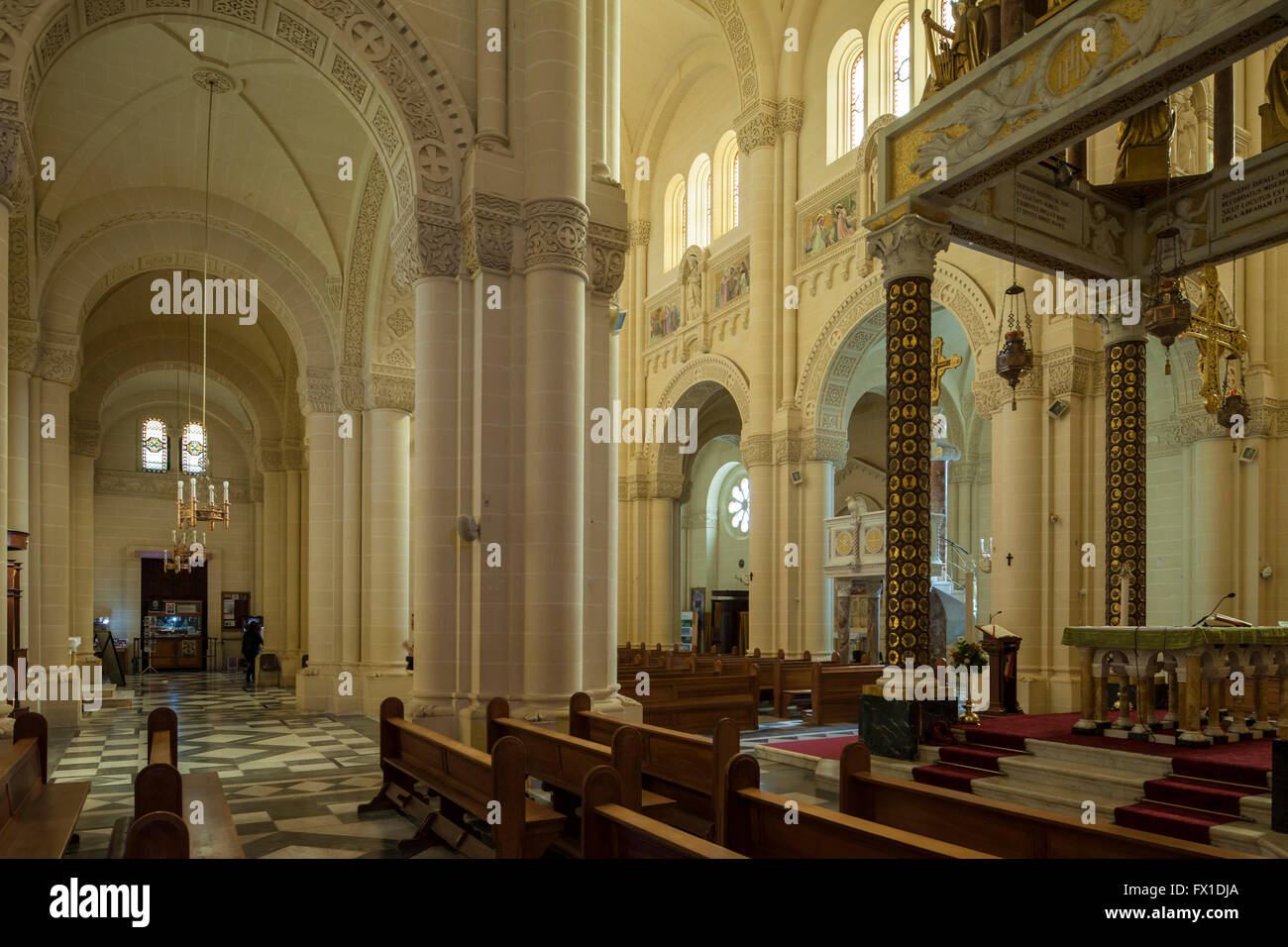 Interior of Ta' Pinu church basilica in Gharb, Gozo, Malta Stock Photo ...