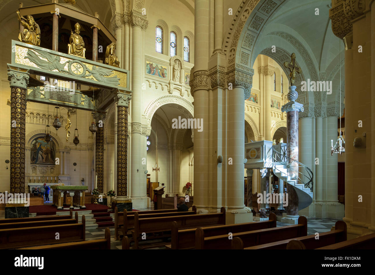 Interior of Ta' Pinu church basilica in Gharb, Gozo, Malta Stock Photo ...