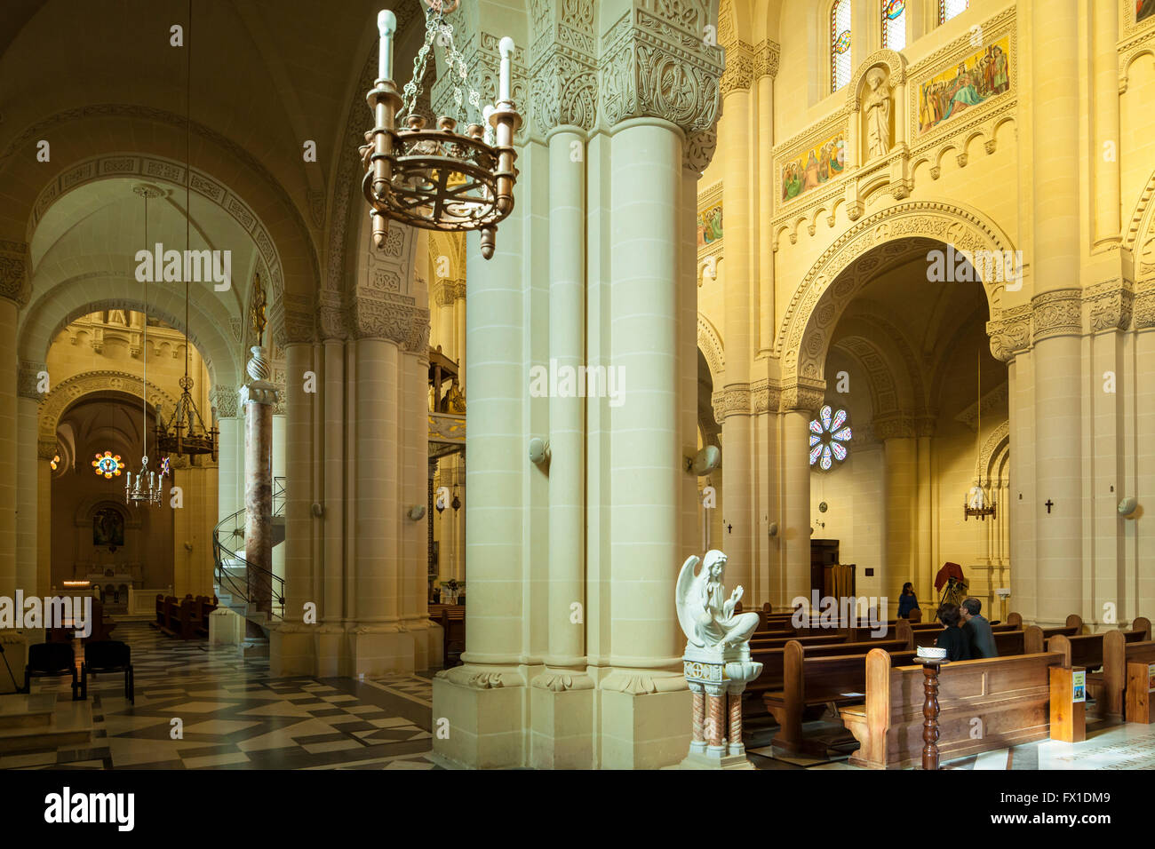 Interior of Ta' Pinu church basilica in Gharb, Gozo, Malta Stock Photo ...