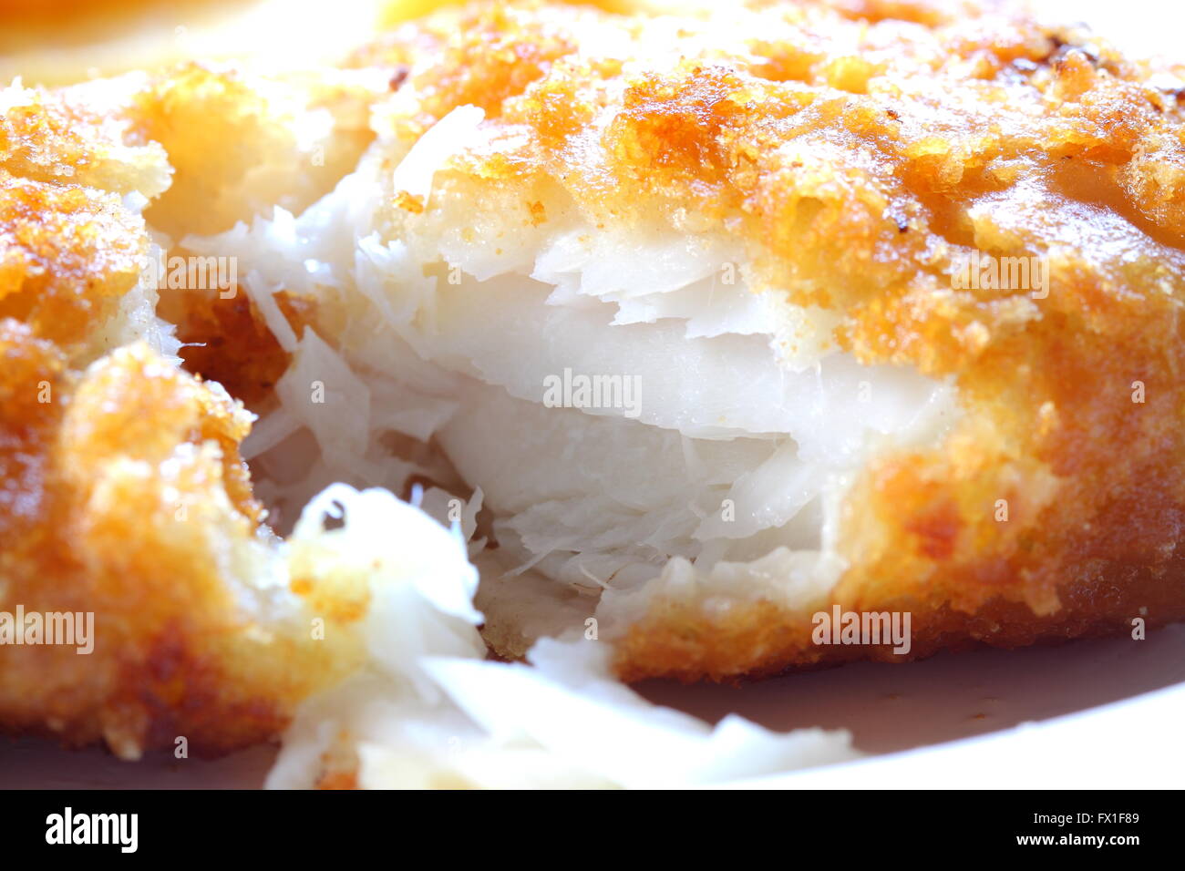 Battered cod fish Stock Photo - Alamy