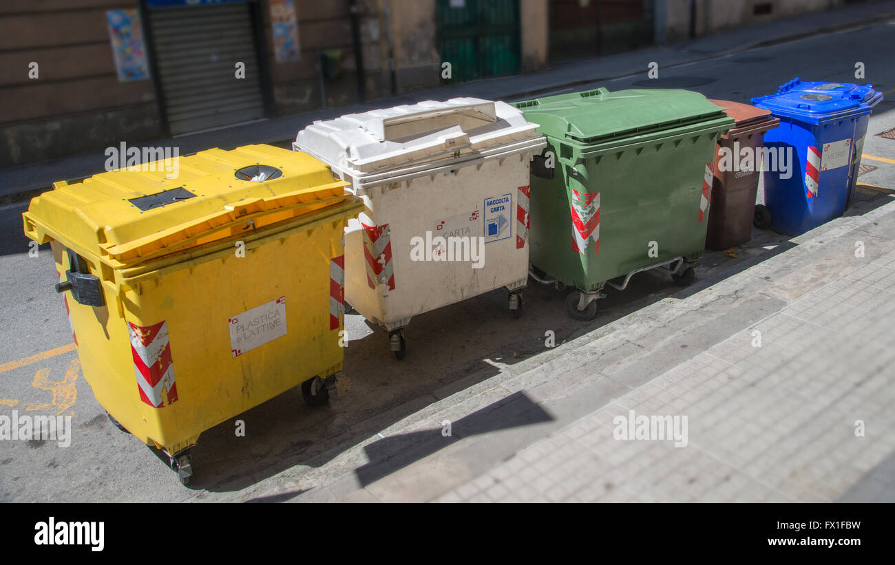 trash cans for garbage separation Stock Photo - Alamy