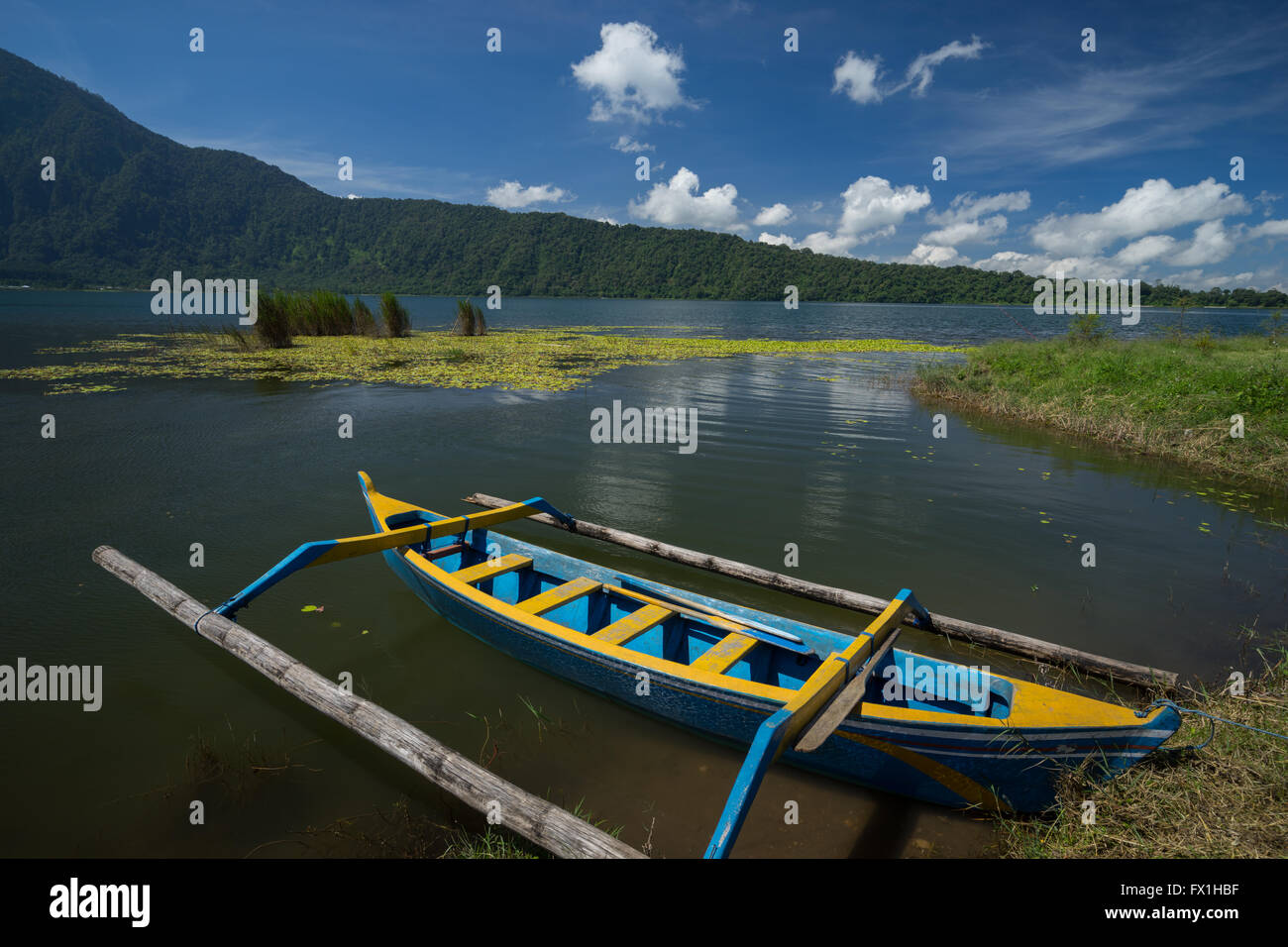Traditional boat at lake Batur of Bali, Indonesia Stock Photo - Alamy